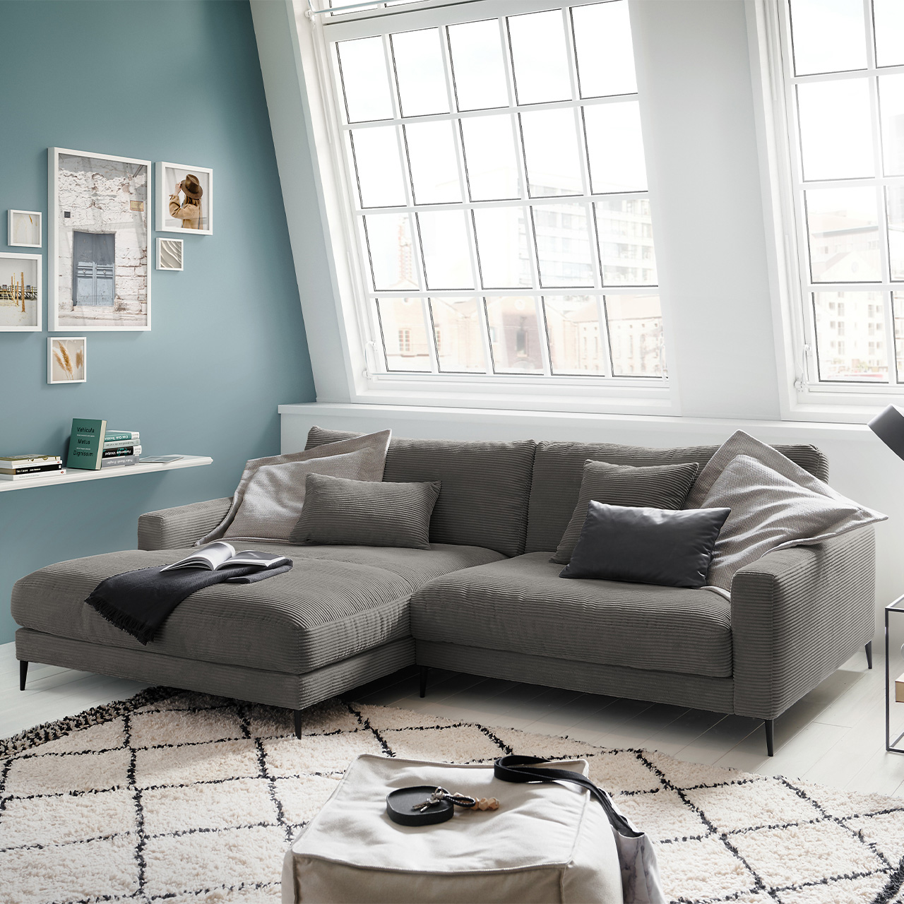 Cord Ecksofa TL 2289 - Bezug: Cord | Farbe: Dunkelgrau | Modell ...